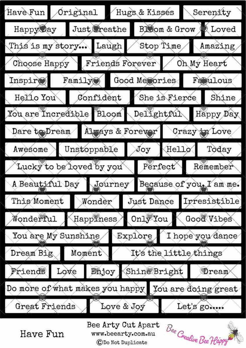 Word Sheet Cut Apart A5 - Assorted – Bee Arty