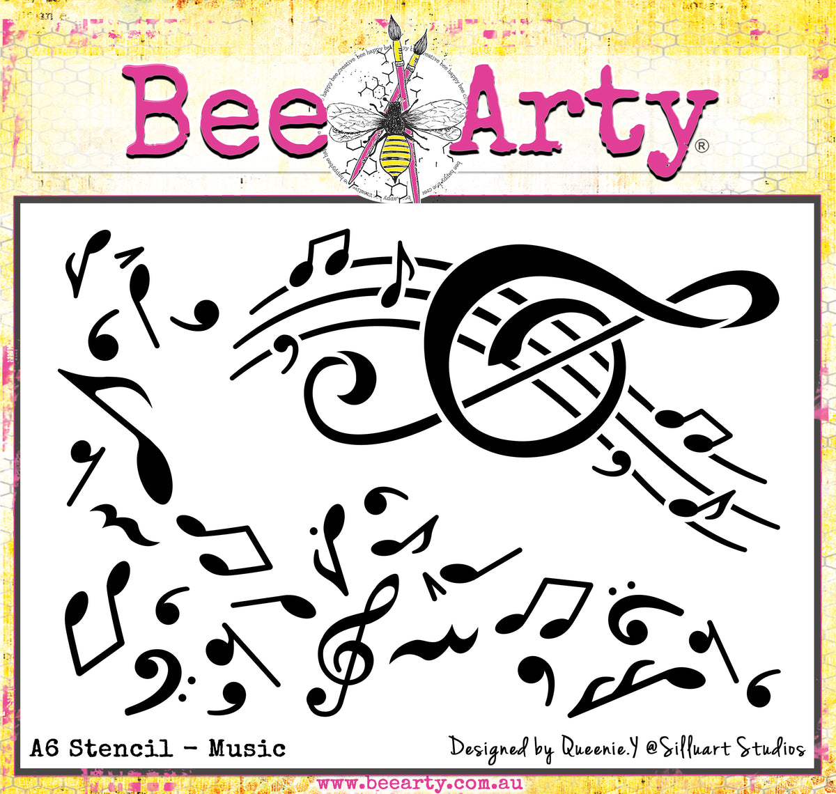 Music - A6 Stencil – Bee Arty